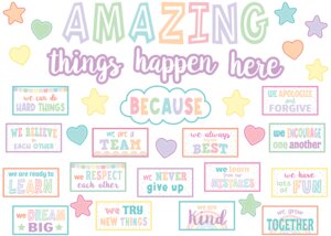 Pastel Pop Amazing Things Happen Here Bulletin Board - TCR8413 ...