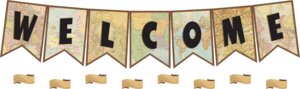 Travel the Map Pennants Welcome Bulletin Board - TCR8568 | Teacher ...