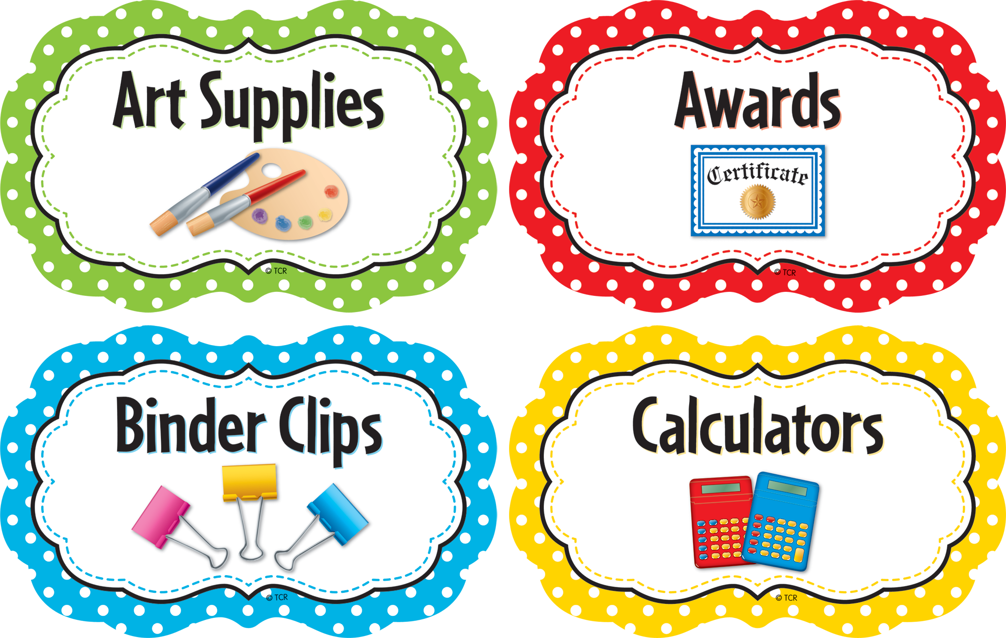 Polka Dots Classroom Supply Labels - TCR3565 | Teacher Created Resources
