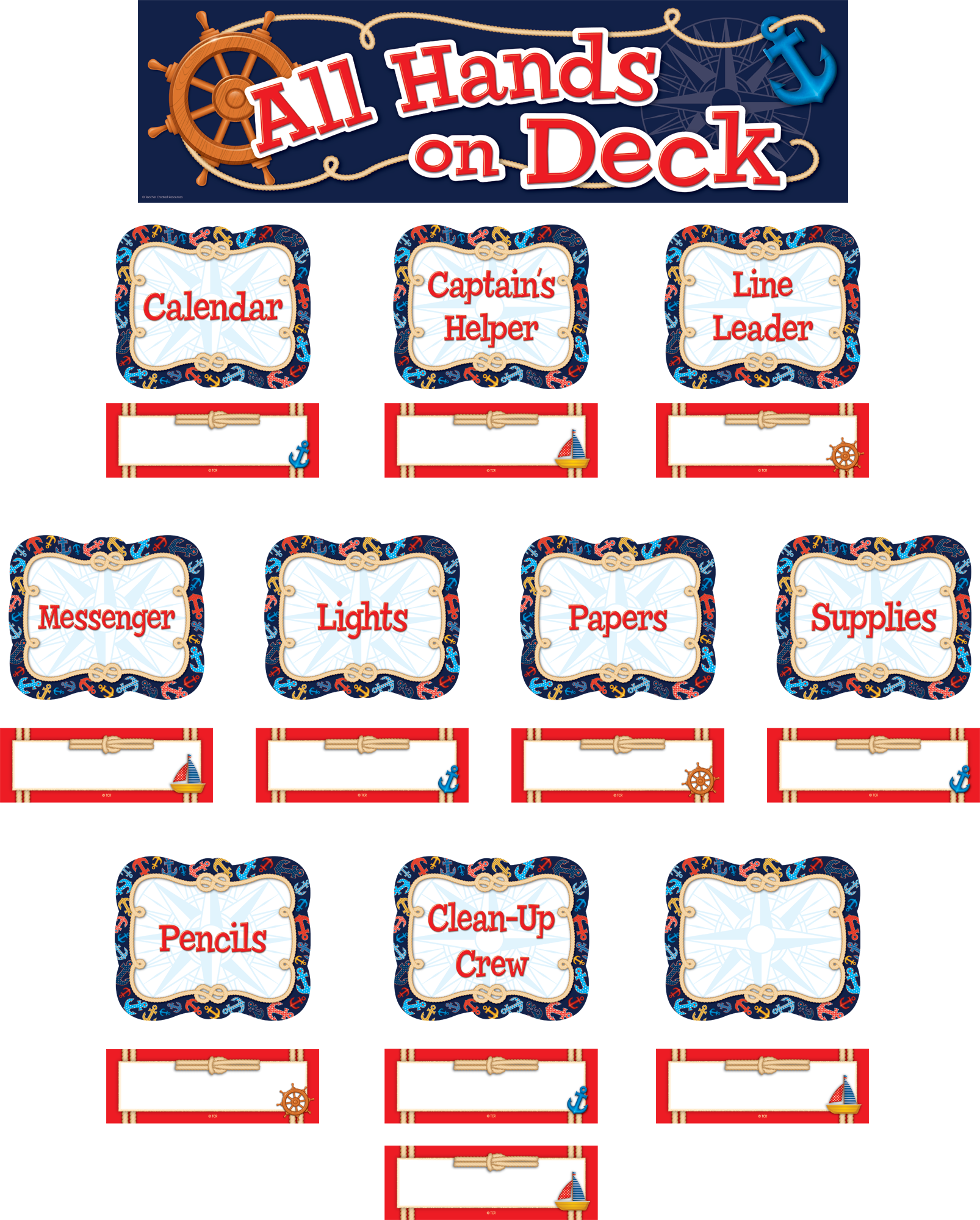 Nautical All Hands on Deck Mini Bulletin Board - TCR3607 | Teacher ...