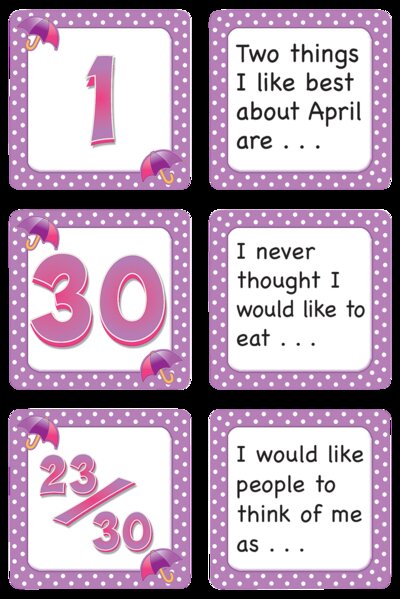 April Polka Dots Calendar Days/Story Starters - TCR5078 | Teacher ...