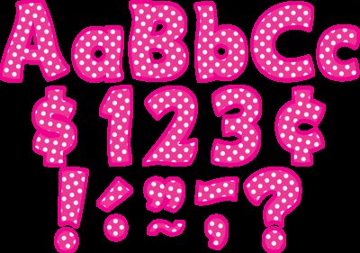 Hot Pink Polka Dots Funtastic 4" Letters Combo Pack - TCR5430 | Teacher ...