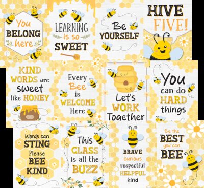Buzzing Bees Positive Sayings Small Poster Pack - TCR6914 | Teacher ...