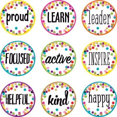 Confetti Positive Words Mini Accents - TCR8732 | Teacher Created Resources