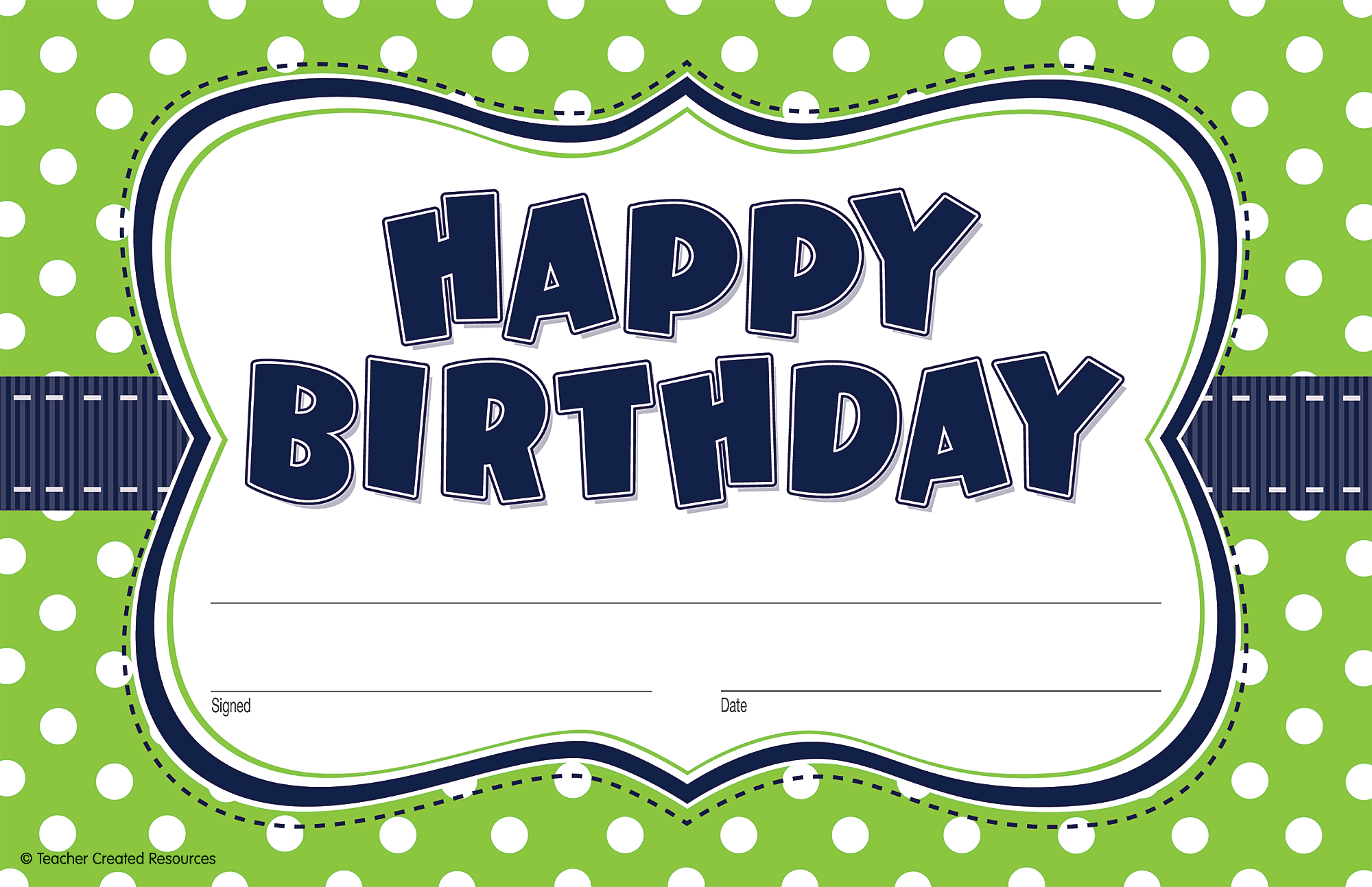 Lime Polka Dots Birthday Awards - TCR4771 | Teacher Created Resources