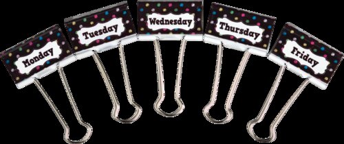 Chalkboard Brights Days of the Week Large Binder Clips - TCR20856 ...