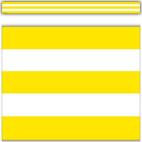 Yellow & White Stripes Straight Border Trim - TCR5290 | Teacher Created ...
