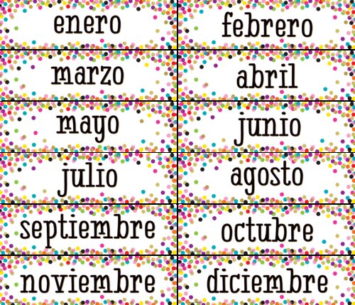 Confetti Spanish Monthly Headliners - TCR5325 | Teacher Created Resources