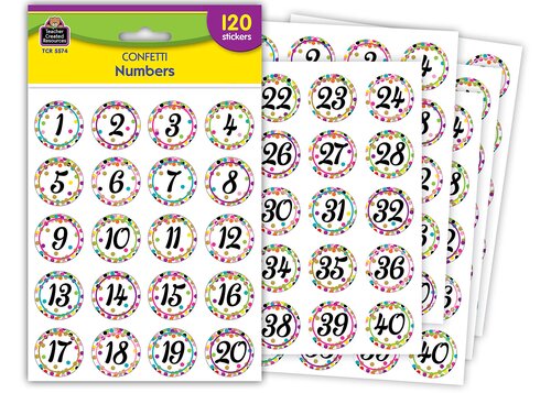 Confetti Numbers Stickers - TCR5574 | Teacher Created Resources