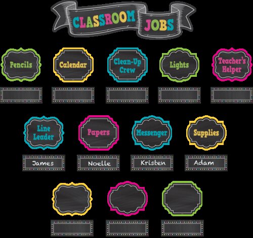 Chalkboard Brights Classroom Jobs Mini Bulletin Board - TCR5653 ...