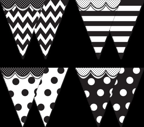 Big Bold Black & White Pennants - TCR74775 | Teacher Created Resources