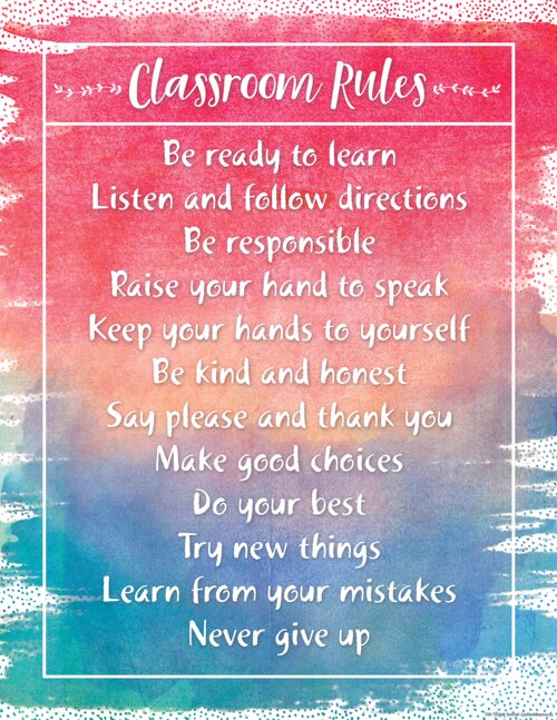 Watercolor Classroom Rules Chart - TCR7554 | Teacher Created Resources