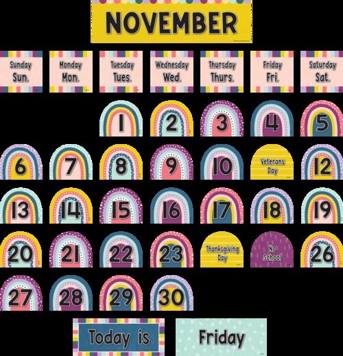 Oh Happy Day Rainbow Calendar Pocket Chart Cards - TCR8344 | Teacher ...