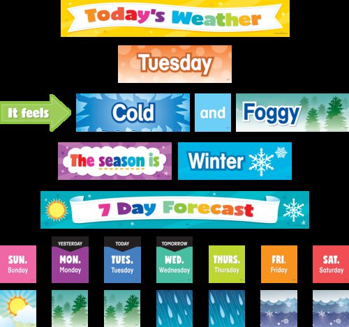 Colorful Weather Pocket Chart Cards - TCR8346 | Teacher Created Resources