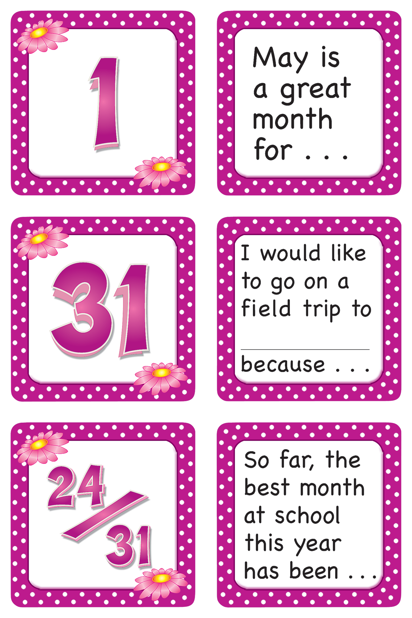 May Polka Dots Calendar Days/Story Starters - TCR5079 | Teacher Created ...