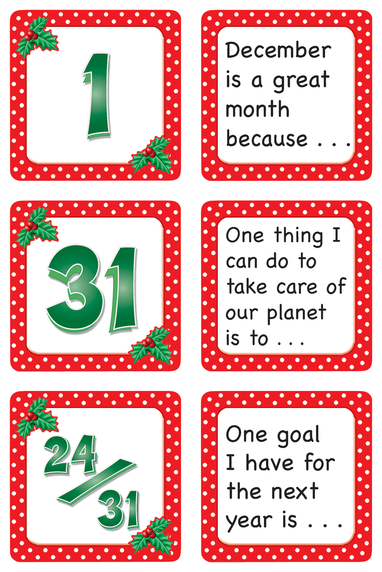 December Polka Dots Calendar Days/Story Starters - TCR5086 | Teacher ...