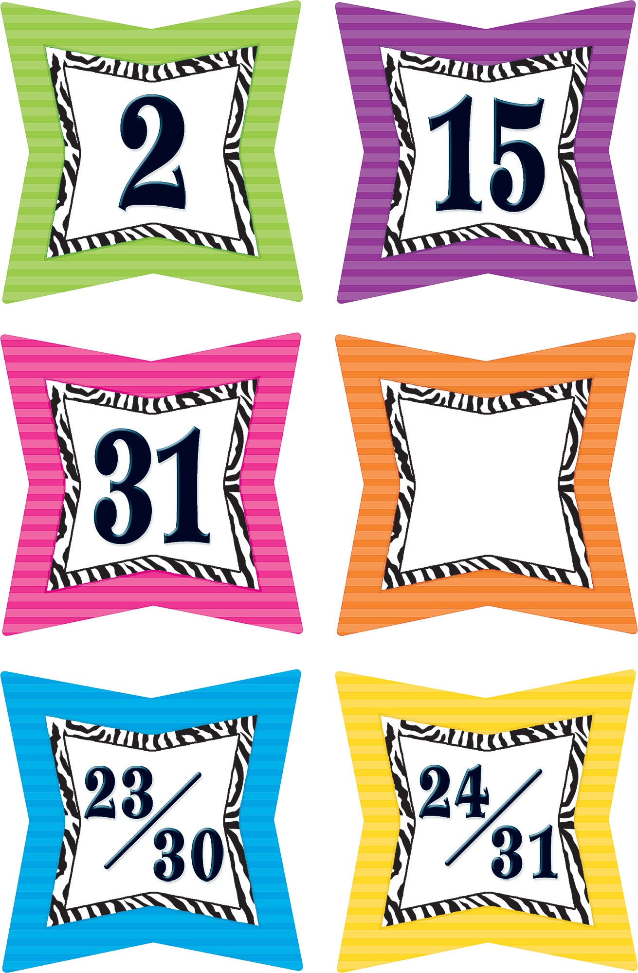 Colorful Zebra Prints Calendar Days - TCR5213 | Teacher Created Resources