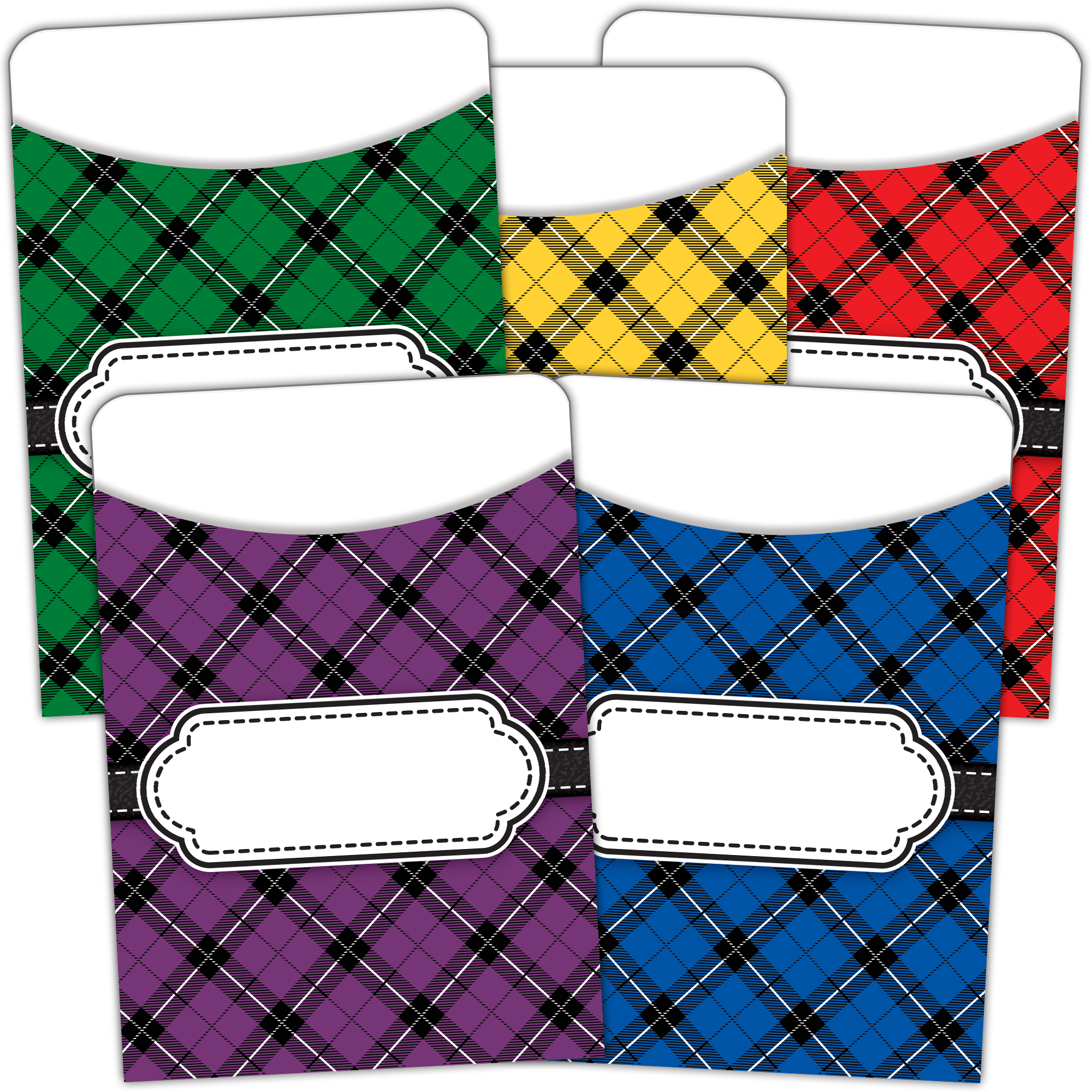 Plaid Library Pockets - Multi Pack - TCR5332 | Teacher Created Resources