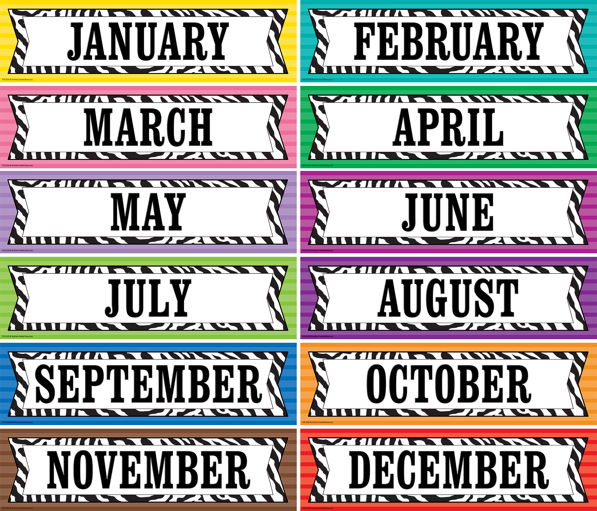 Colorful Zebra Stripes Headliners - TCR5352 | Teacher Created Resources Colorful Zebra Stripes Headliners - TCR5352 | Teacher Created Resources