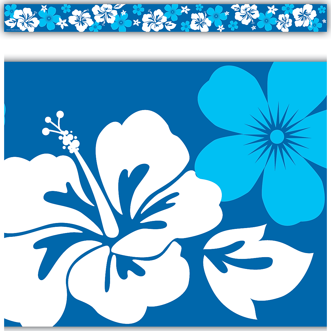Blue Hibiscus Straight Border Trim - TCR5357 | Teacher Created Resources