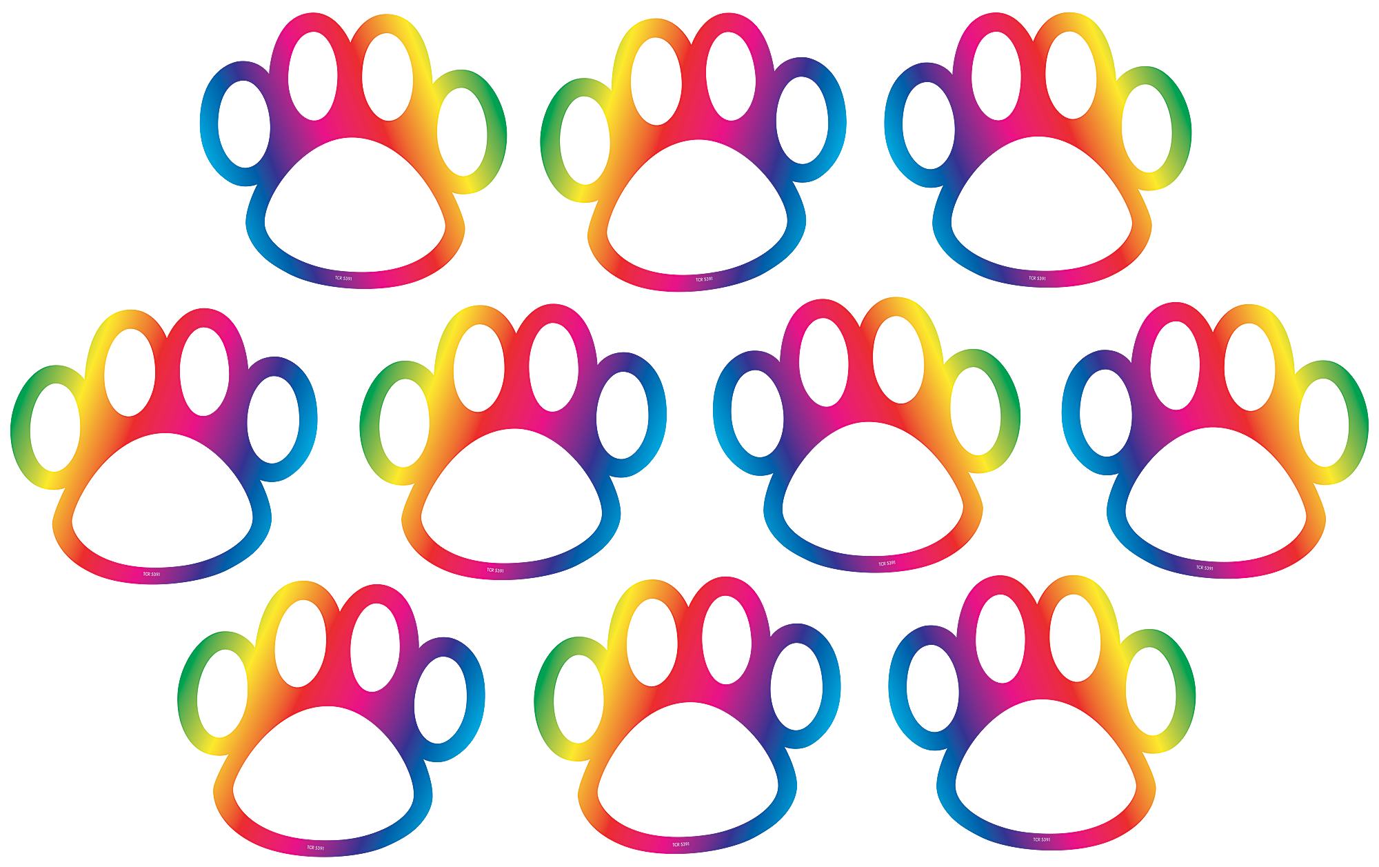 Rainbow Paw Prints Accents - TCR5391 | Teacher Created Resources