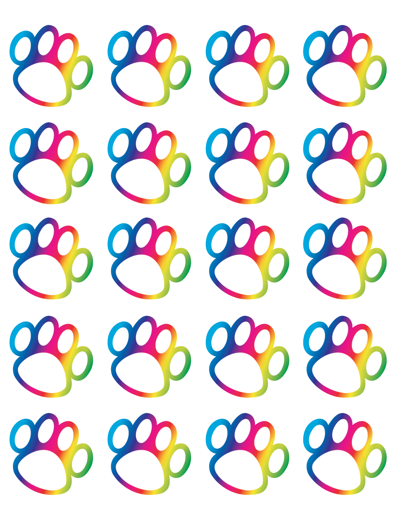 Rainbow Paw Prints Stickers - TCR5392 | Teacher Created Resources