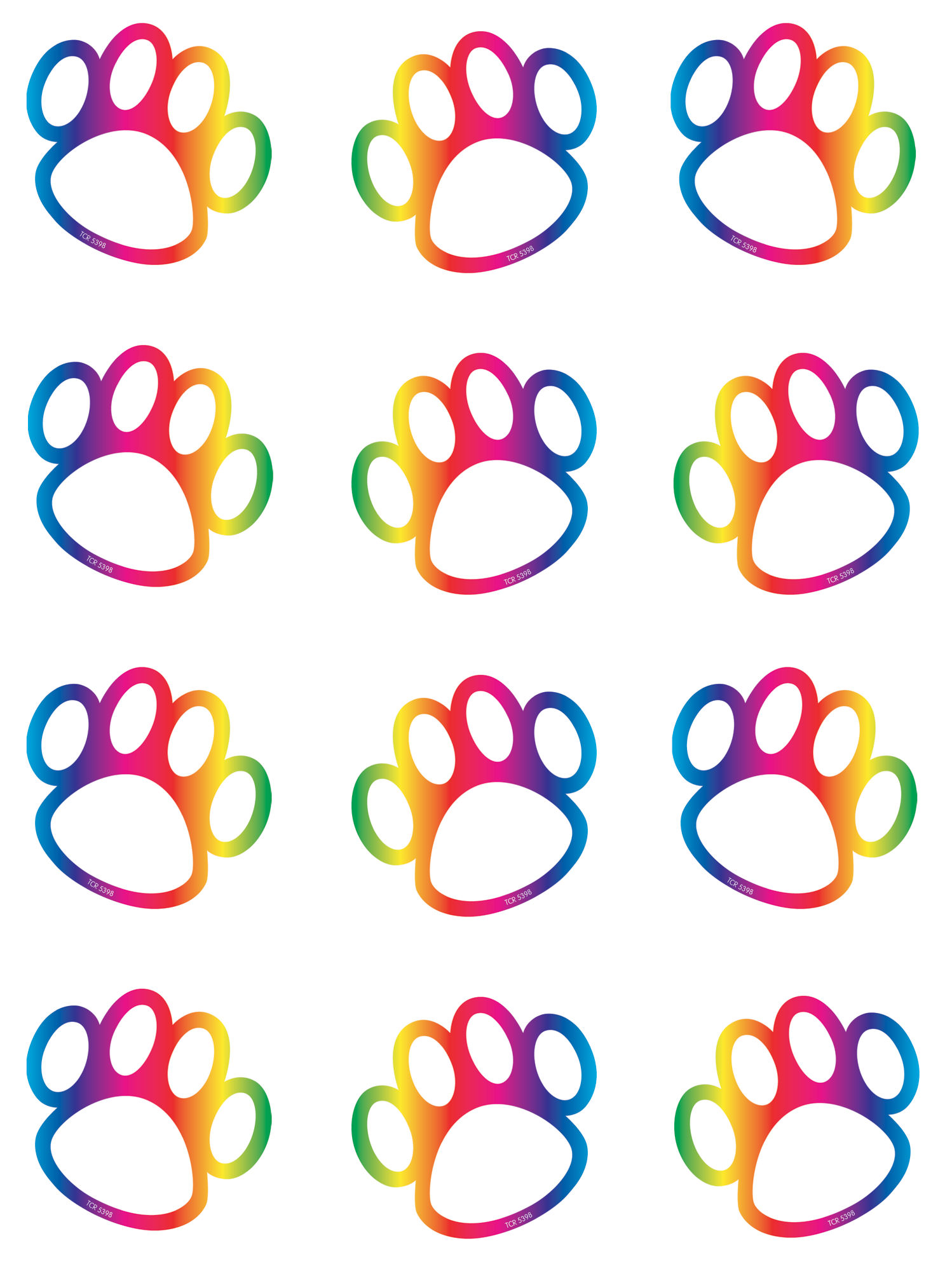 Rainbow Paw Prints Mini Accents - TCR5398 | Teacher Created Resources