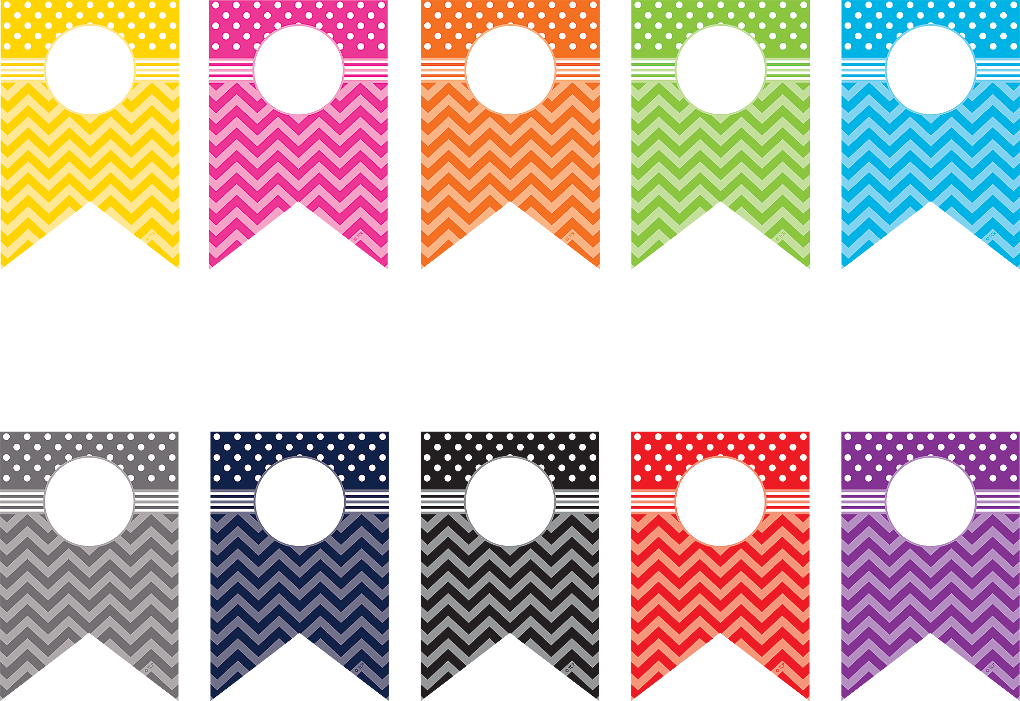 Chevrons and Dots Pennants Accents - TCR5418 | Teacher Created Resources