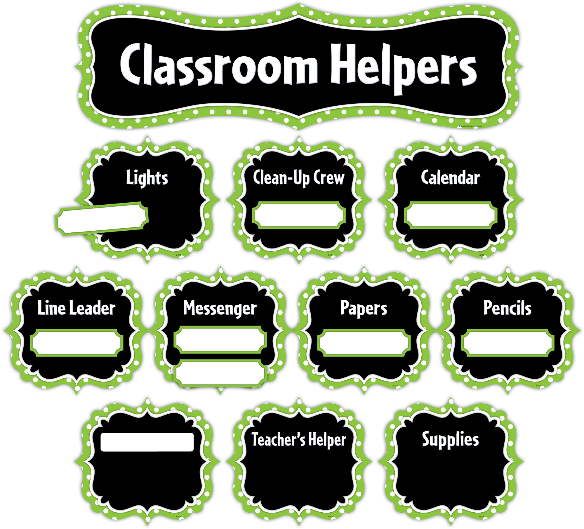 Lime Polka Dots Classroom Helpers Mini Bulletin Board TCR5493 