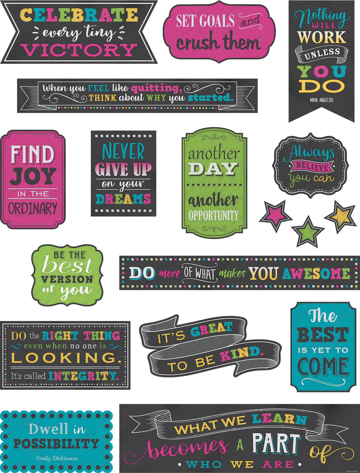 Chalkboard Brights Positive Sayings Mini Bulletin Board - TCR5575 ...