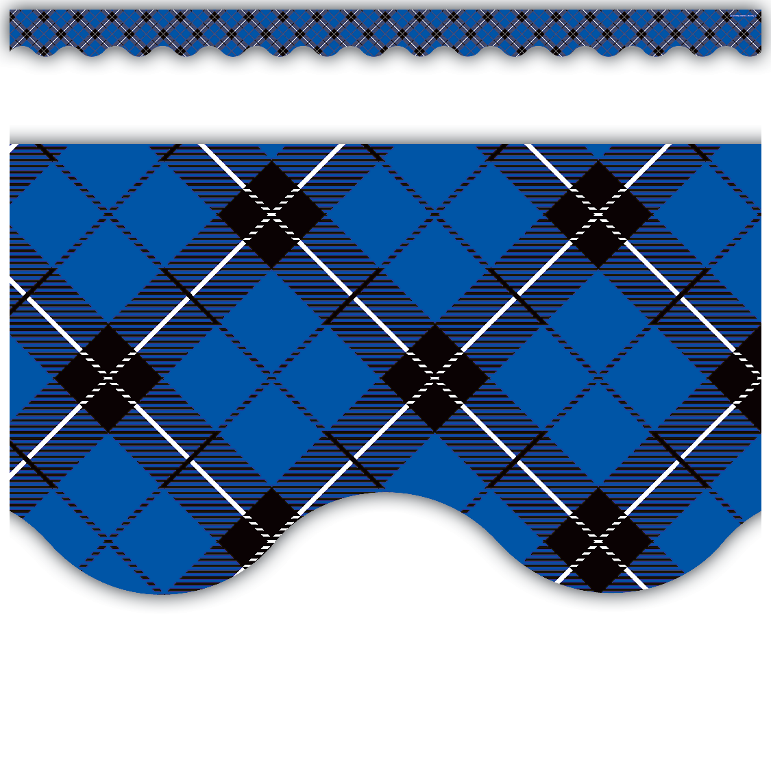 Blue Plaid Scalloped Border Trim - TCR5659 | Teacher Created Resources