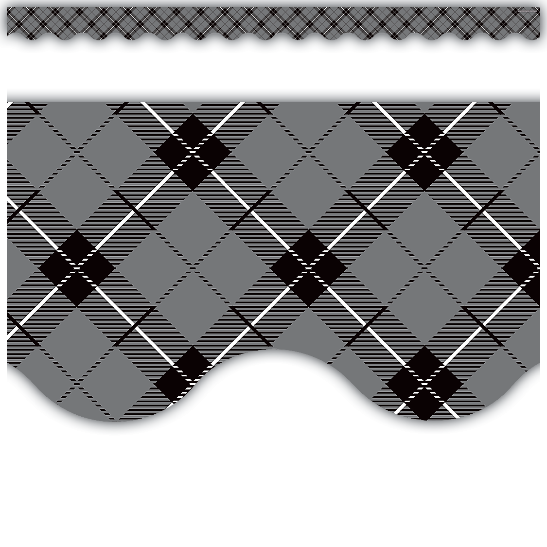 Gray Plaid Scalloped Border Trim - TCR5660 | Teacher Created Resources