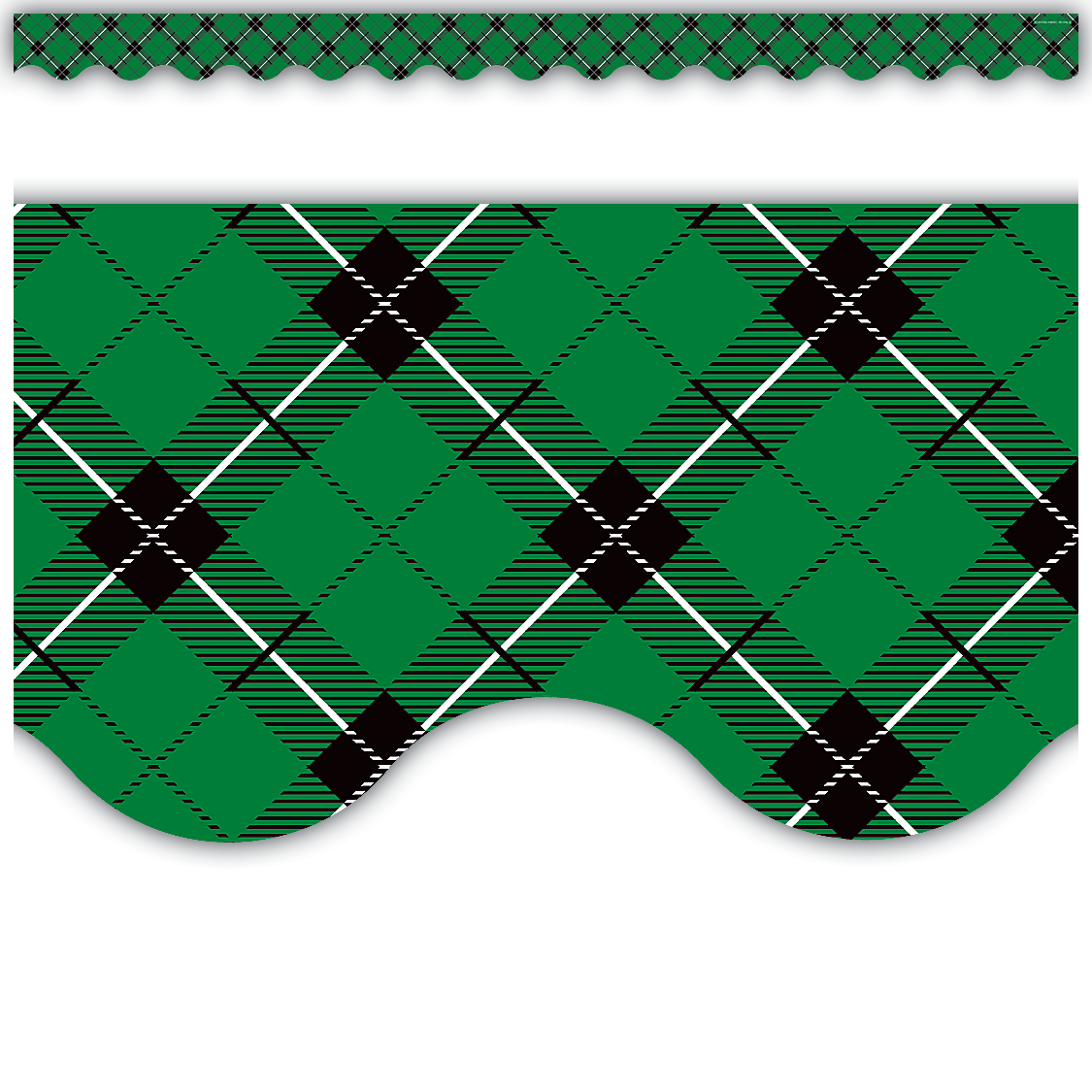 Green Plaid Scalloped Border Trim - TCR5661 | Teacher Created Resources