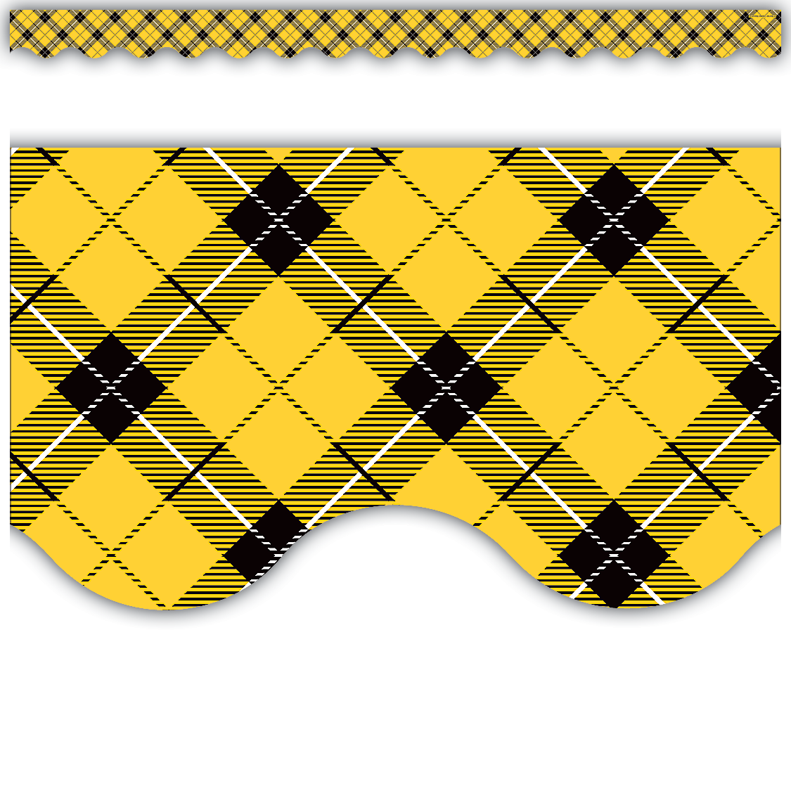 Yellow Plaid Scalloped Border Trim - TCR5662 | Teacher Created Resources