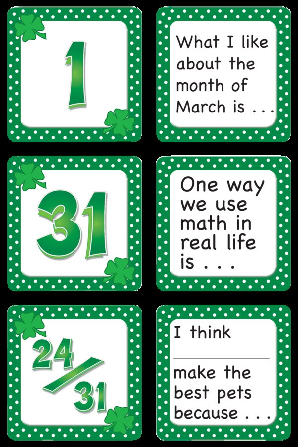 March Polka Dots Calendar Days/Story Starters - TCR5077 | Teacher ...