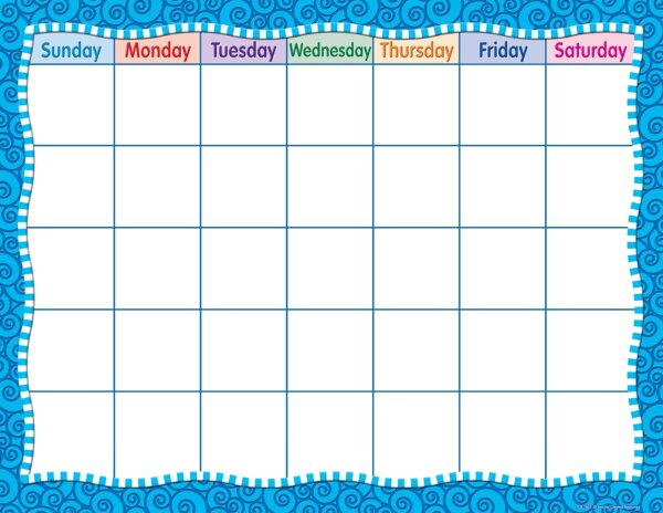 Blue Swirls Calendar Chart - TCR7602 | Teacher Created Resources