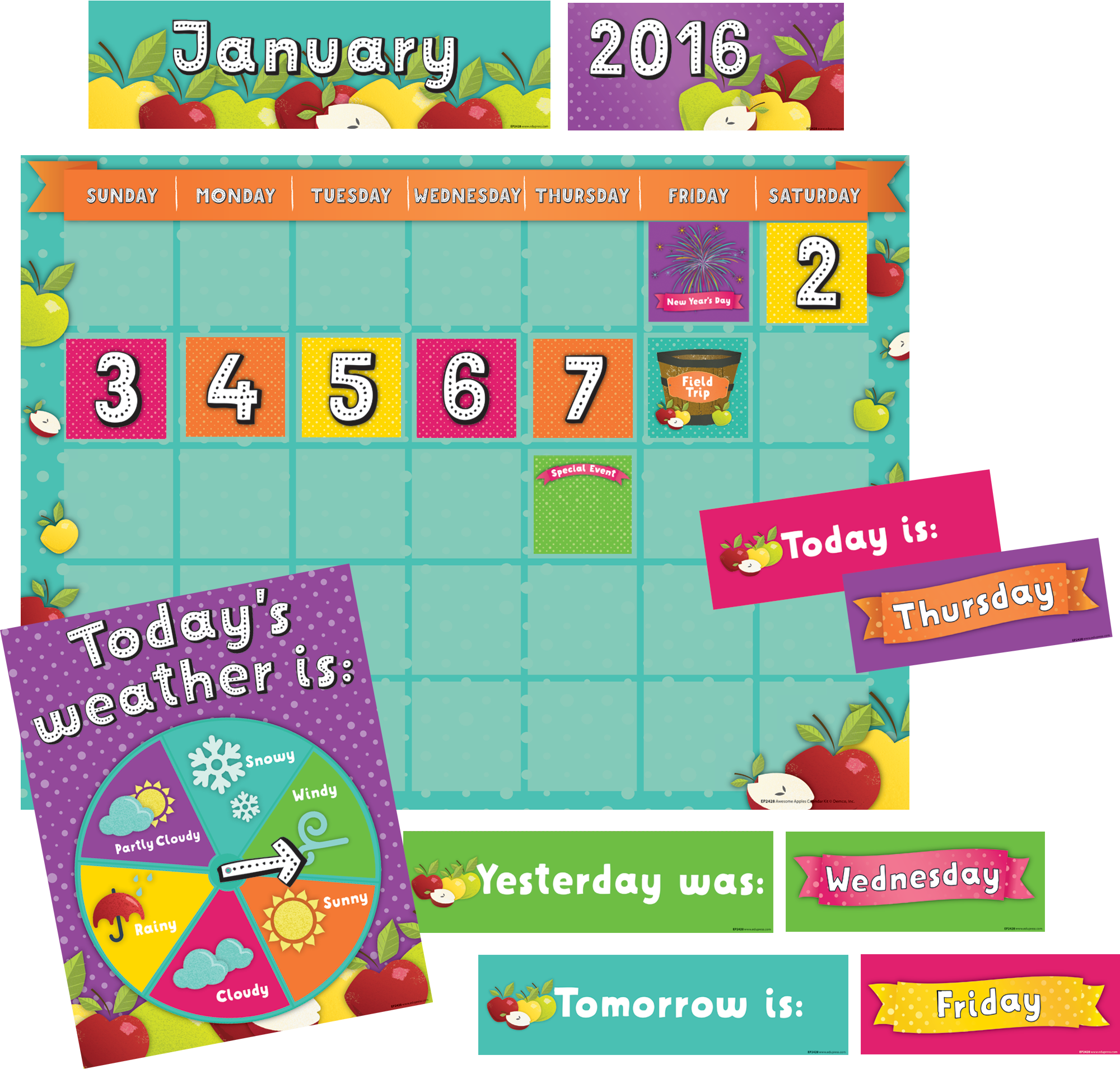Awesome Apples Calendar Kit - TCR62428 | Teacher Created Resources