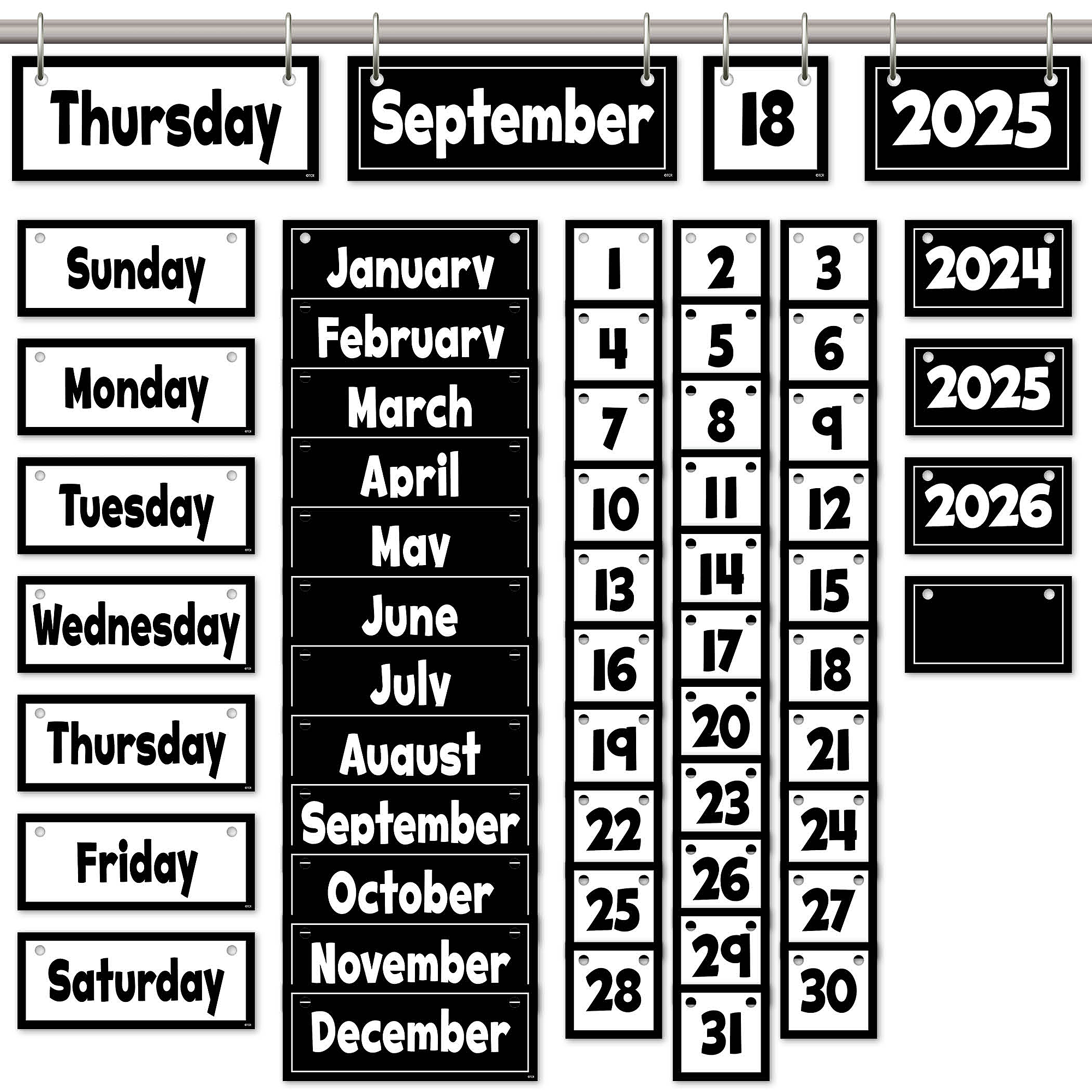 Black and White Flip Calendar - TCR6804 | Teacher Created Resources