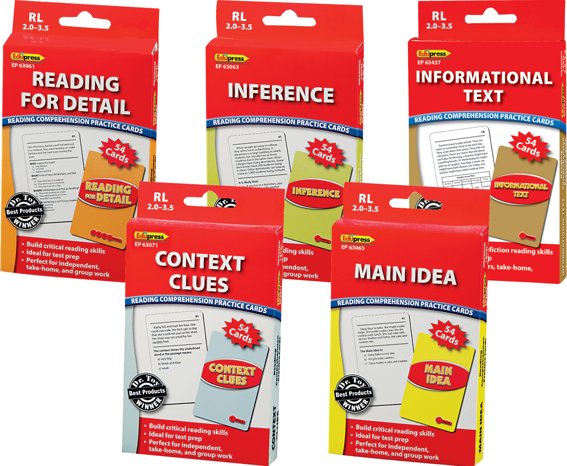 Reading Comprehension Cards 5-Pack Grades 2-3 - TCR68418 | Teacher ...