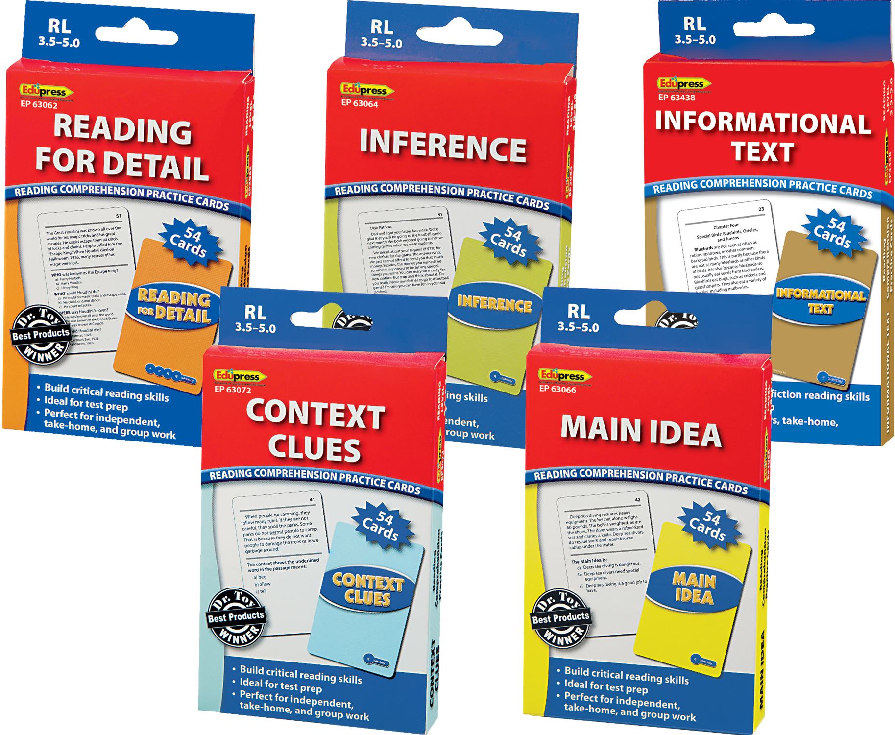 Reading Comprehension Cards 5-Pack Grades 4-5 - TCR68419 | Teacher ...