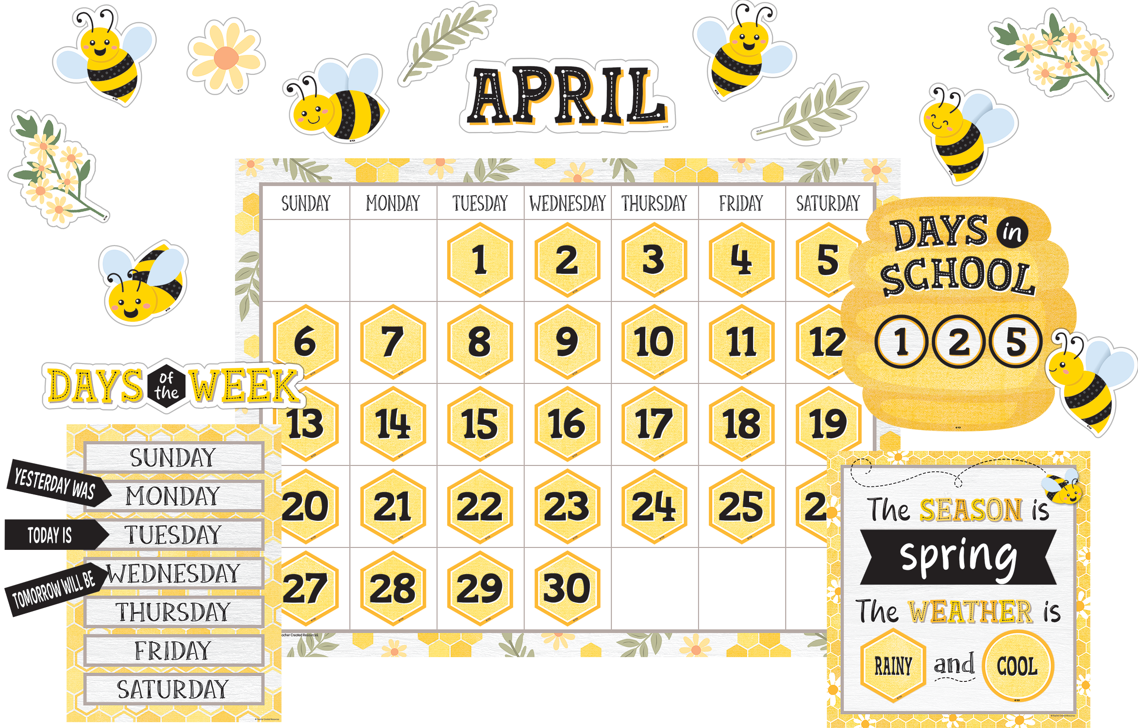 Buzzing Bees Calendar Bulletin Board - TCR6887 | Teacher Created Resources