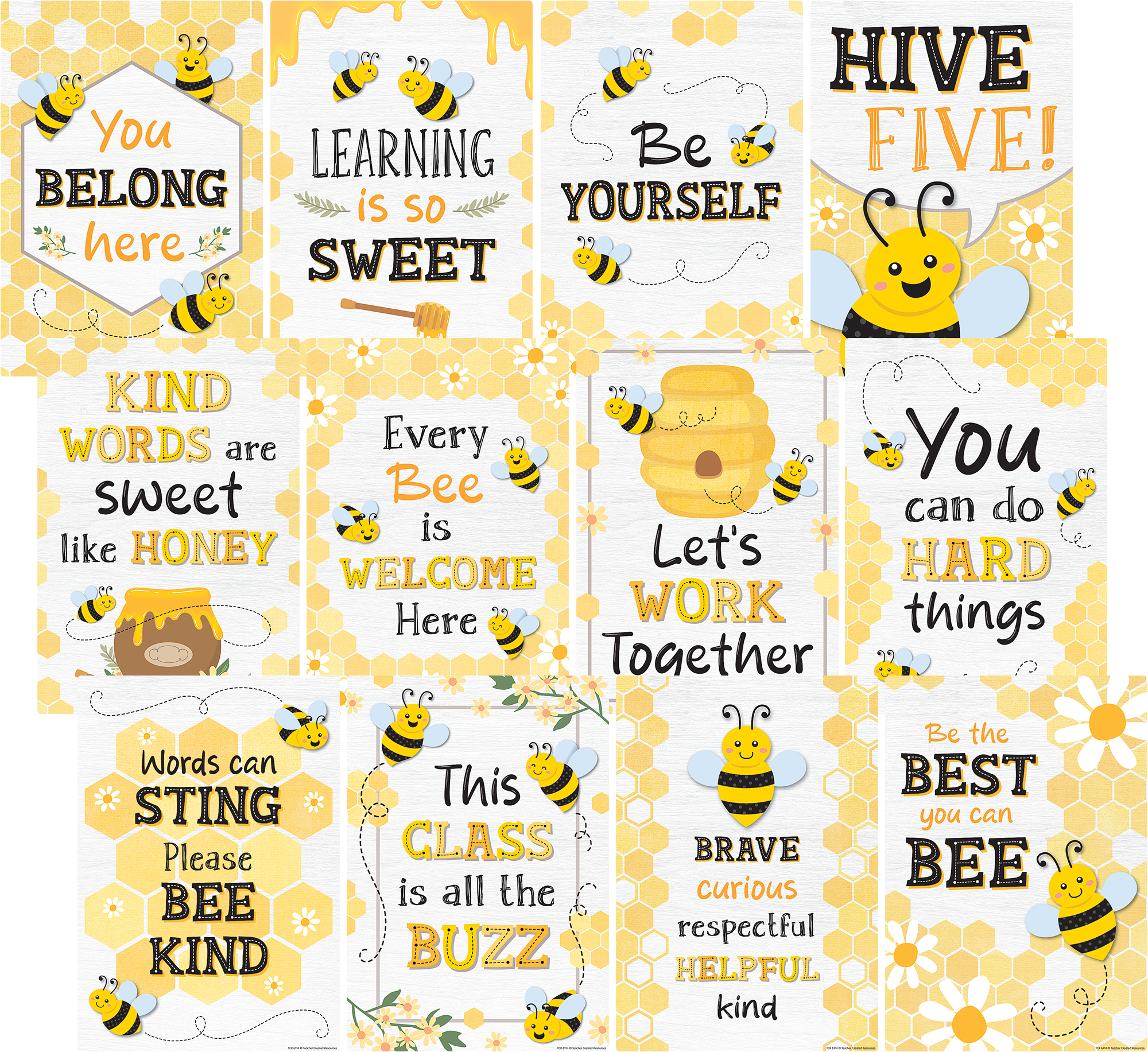 Buzzing Bees Positive Sayings Small Poster Pack - TCR6914 | Teacher ...