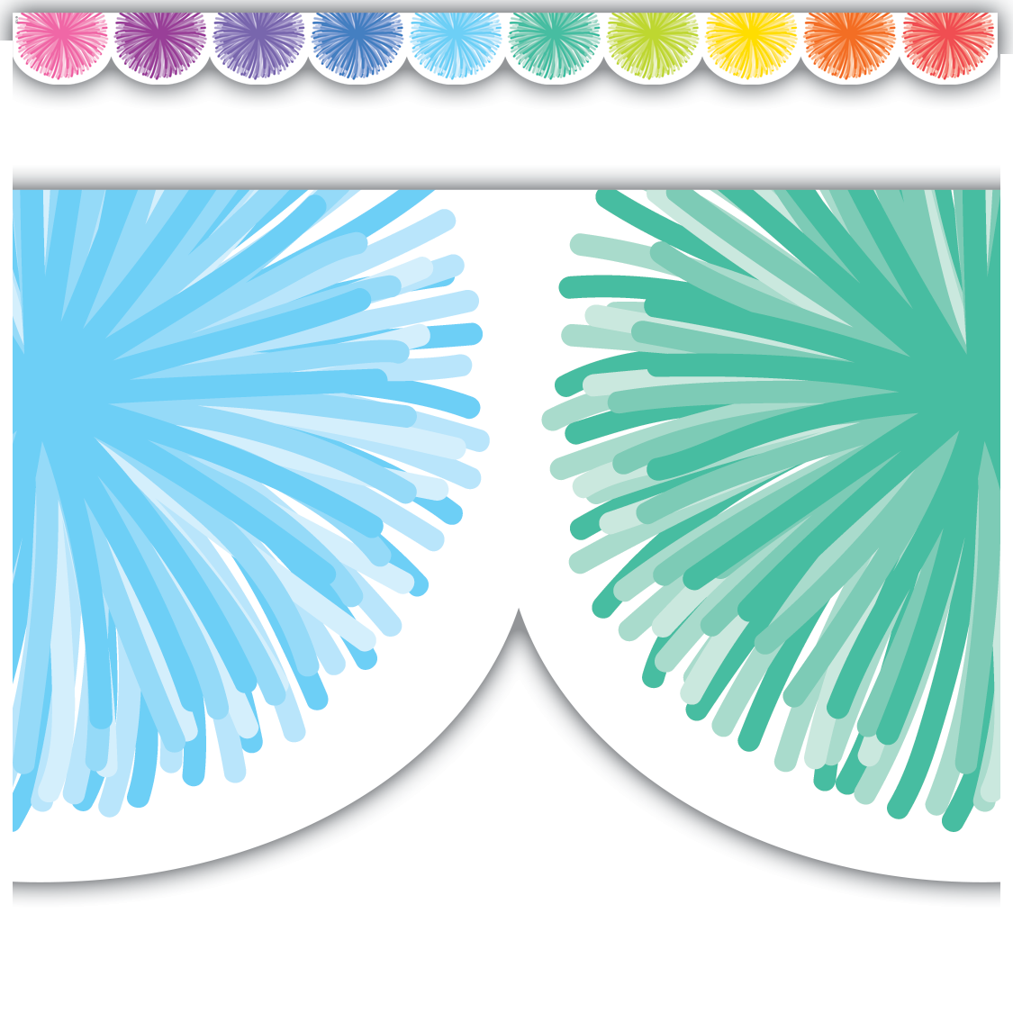 Colorful Poms Scalloped Die-Cut Border Trim - TCR6919 | Teacher Created ...