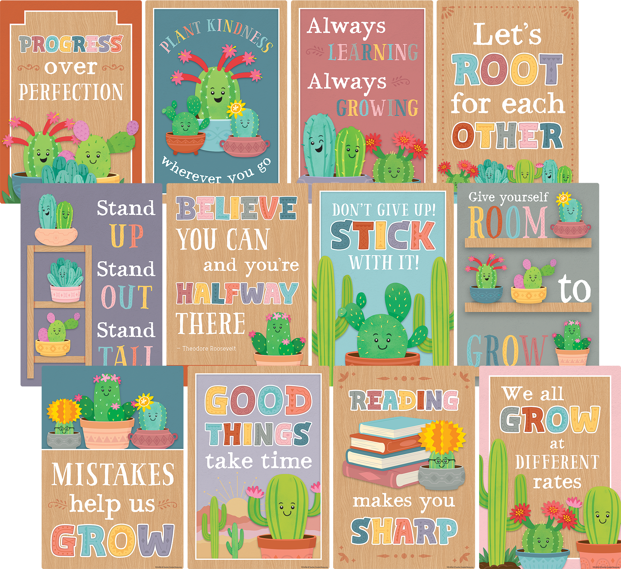 Happy Cactus Crew Positive Sayings Small Poster Pack - TCR6956 ...