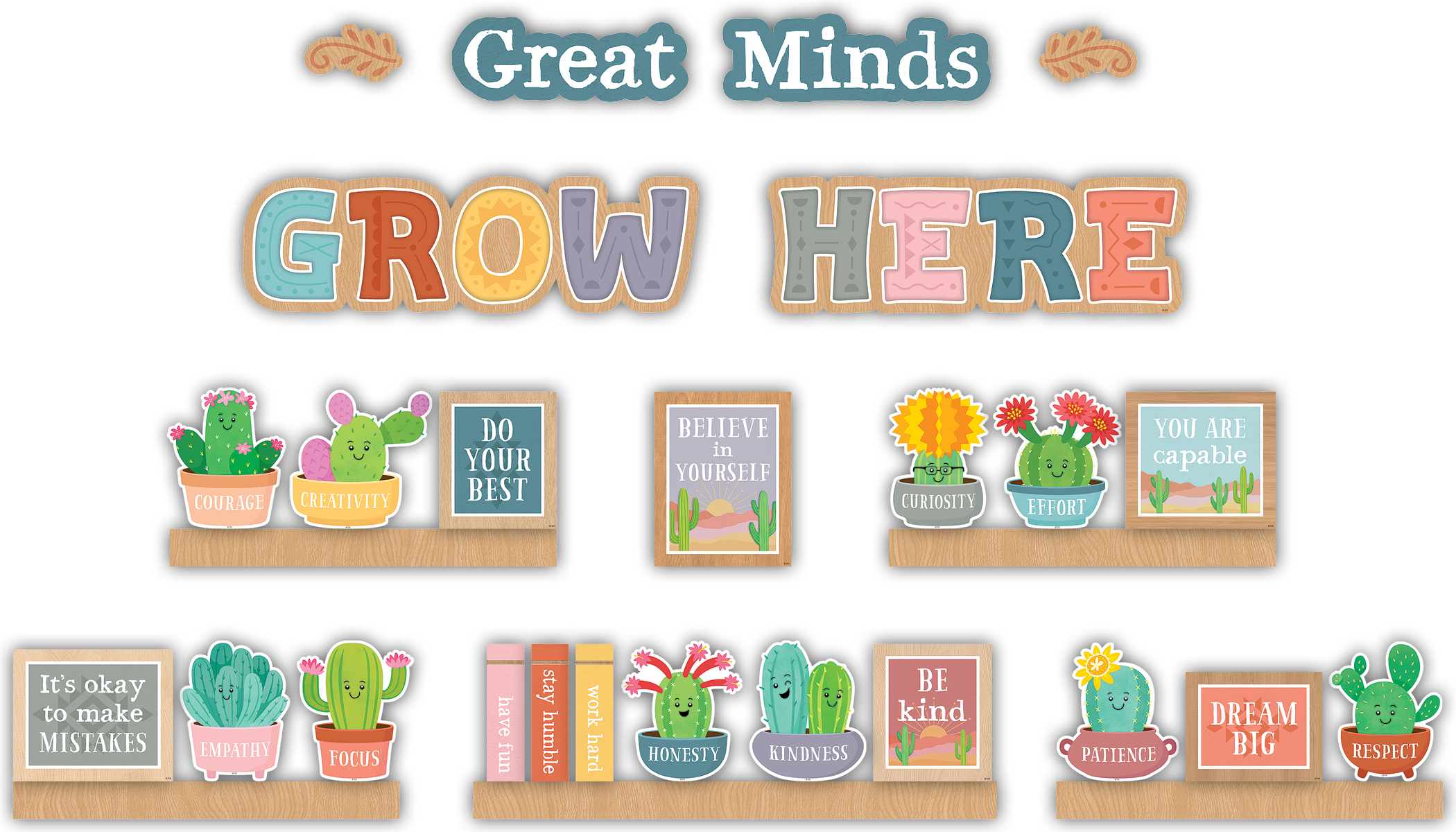 Happy Cactus Crew Great Minds Grow Here Mini Bulletin Board - TCR6959 ...