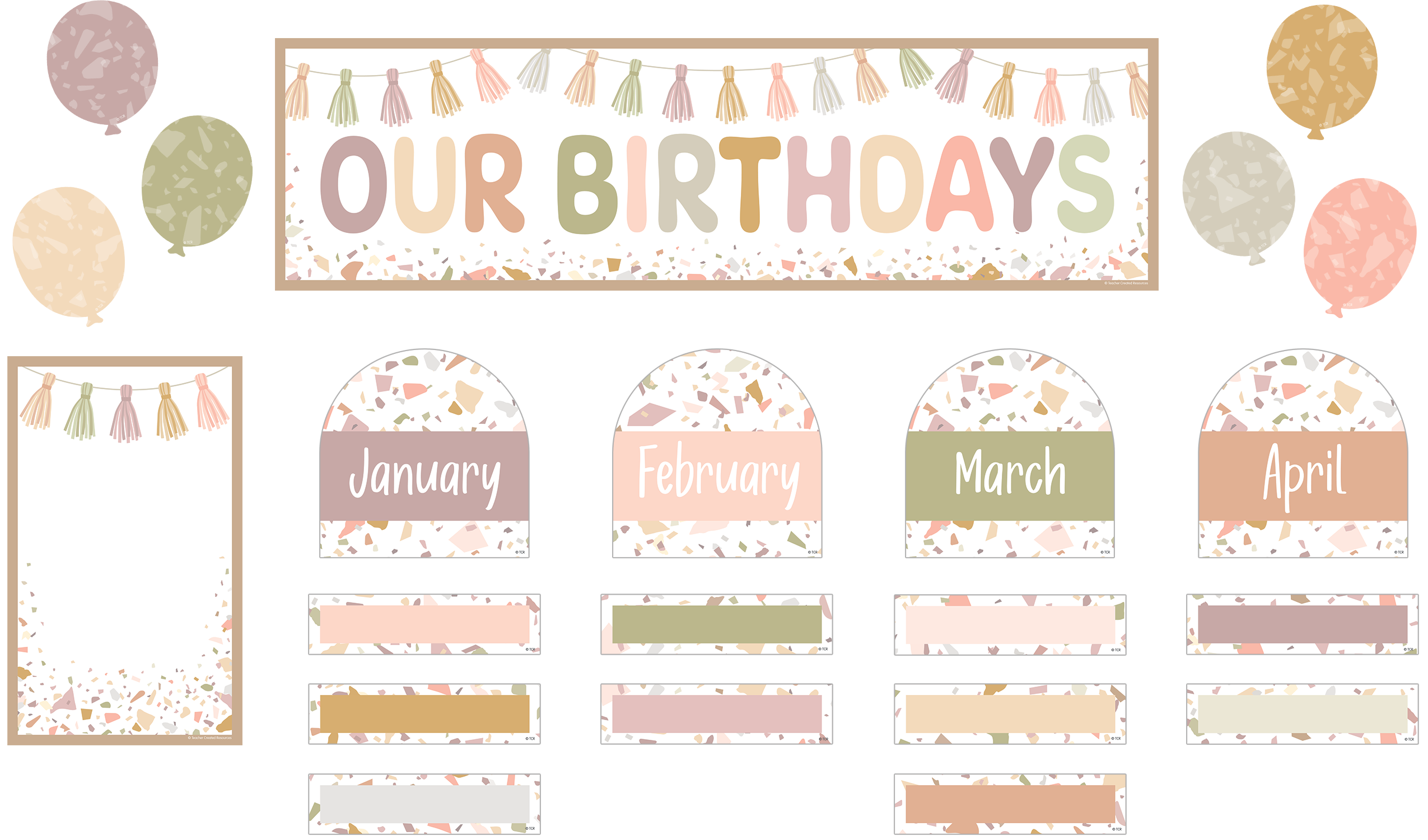 Terrazzo Tones Our Birthdays Mini Bulletin Board - TCR7208 | Teacher ...