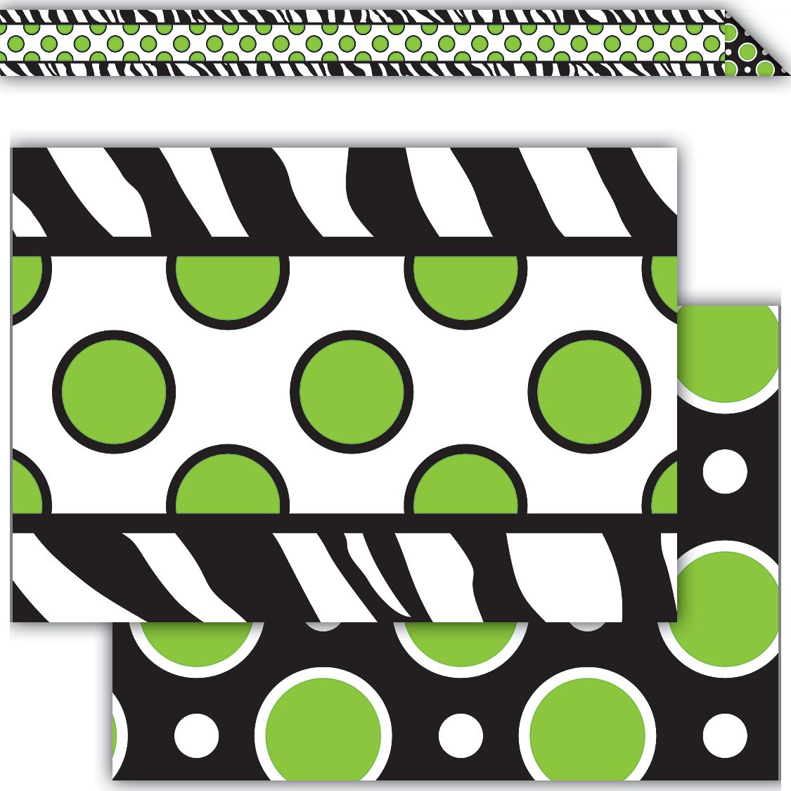 Zebra Green Dot Double-Sided Border - TCR73179 | Teacher Created Resources