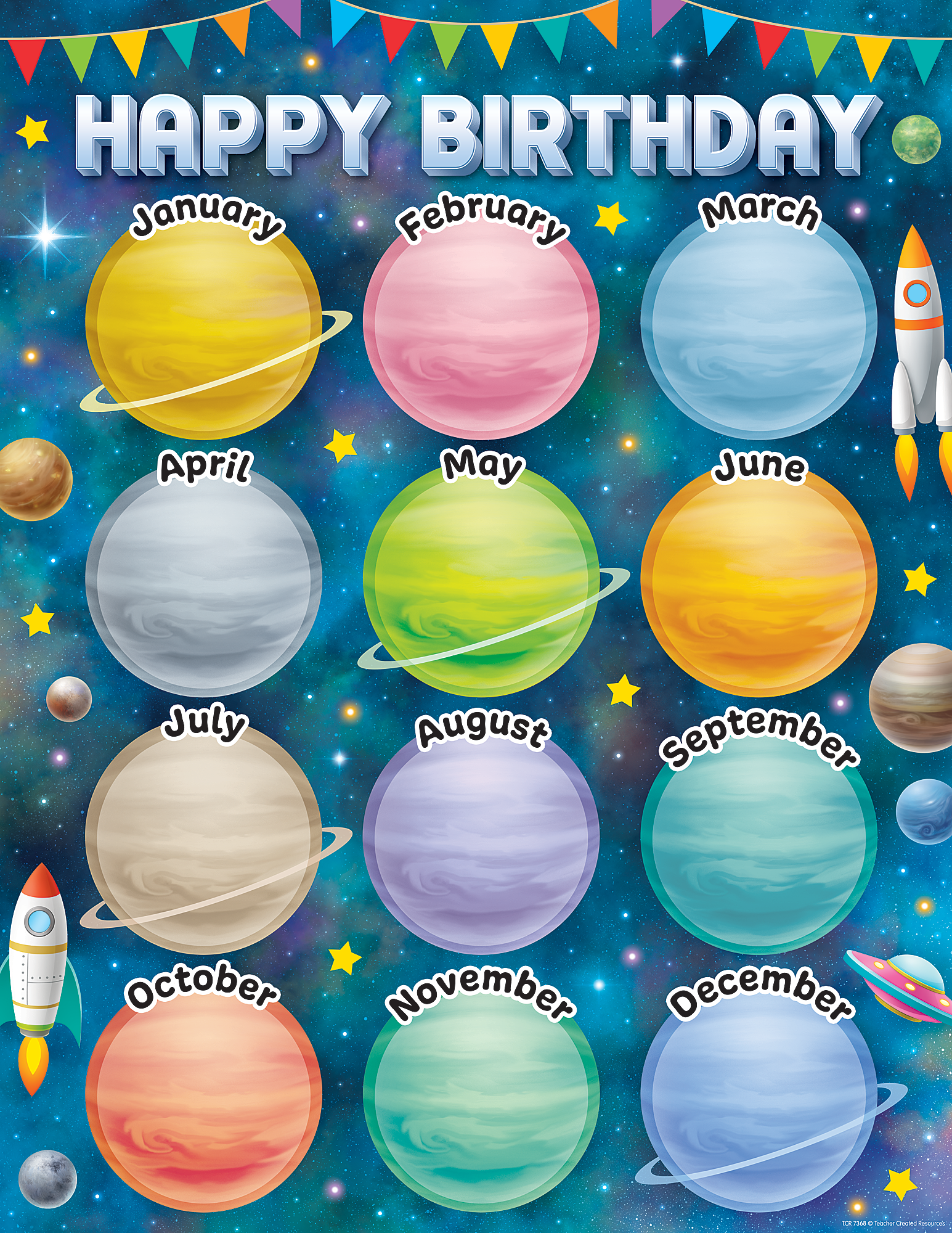 Outer Space Crew Happy Birthday Chart - TCR7368 | Teacher Created Resources