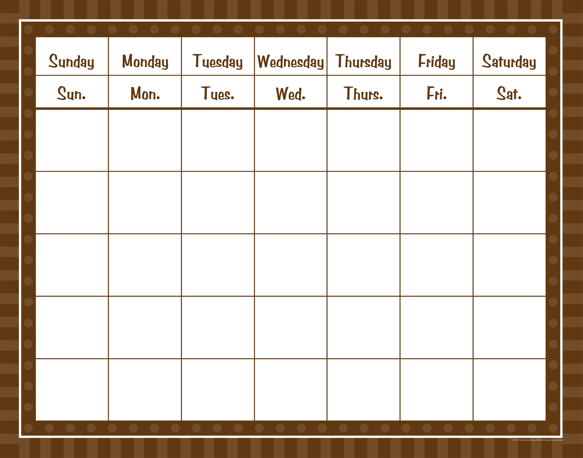 Brown Sassy Solids Calendar Grid - TCR74801 | Teacher Created Resources