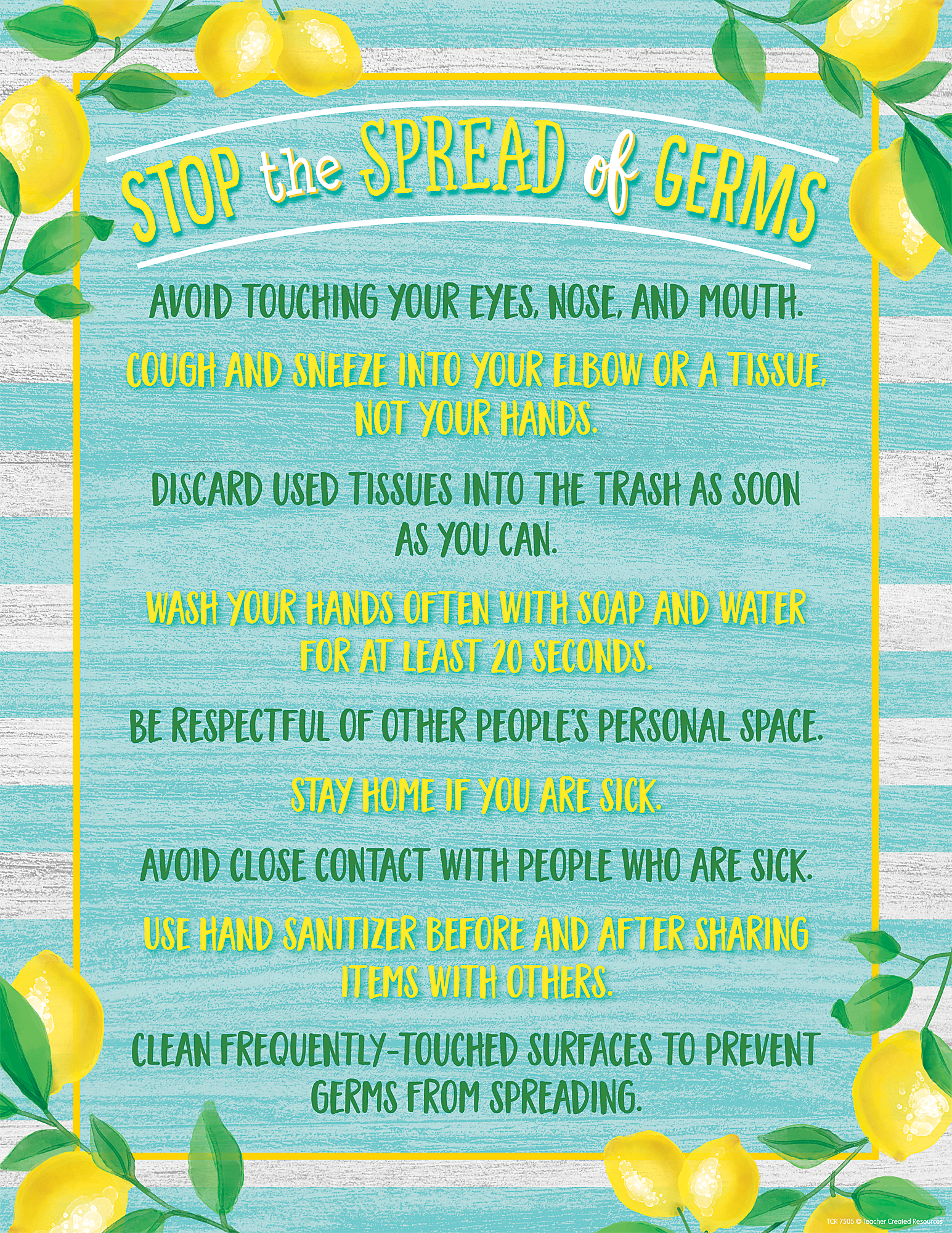 Lemon Zest Stop the Spread of Germs Chart - TCR7505 | Teacher Created ...